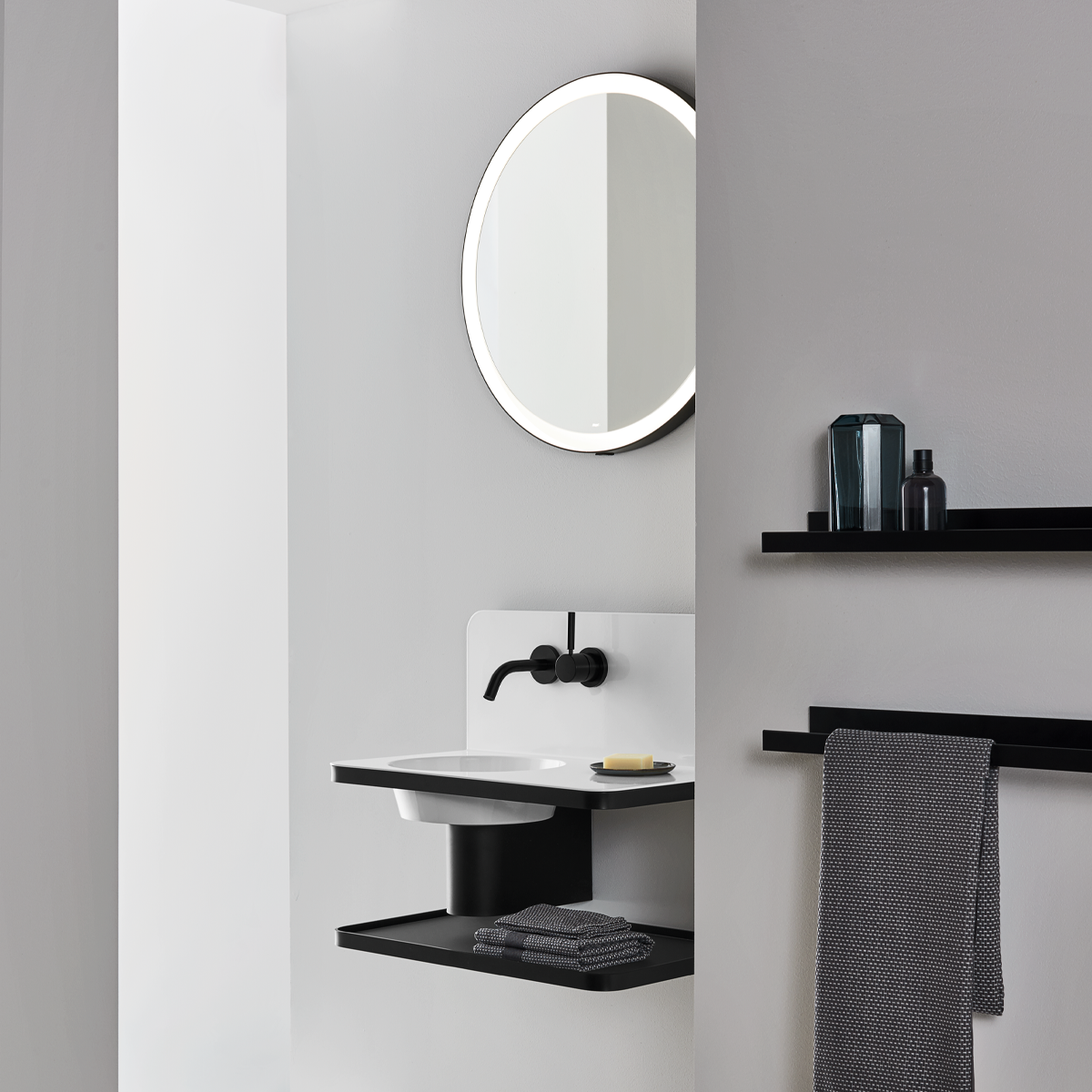 Alape Glazed Steel Wall-Mounted Washstand In Black & White